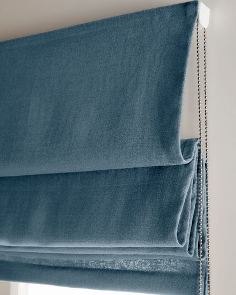 The Studio Linen – Steel Blue | Room-Darkening Roman Shade | NORDIC KNOTS