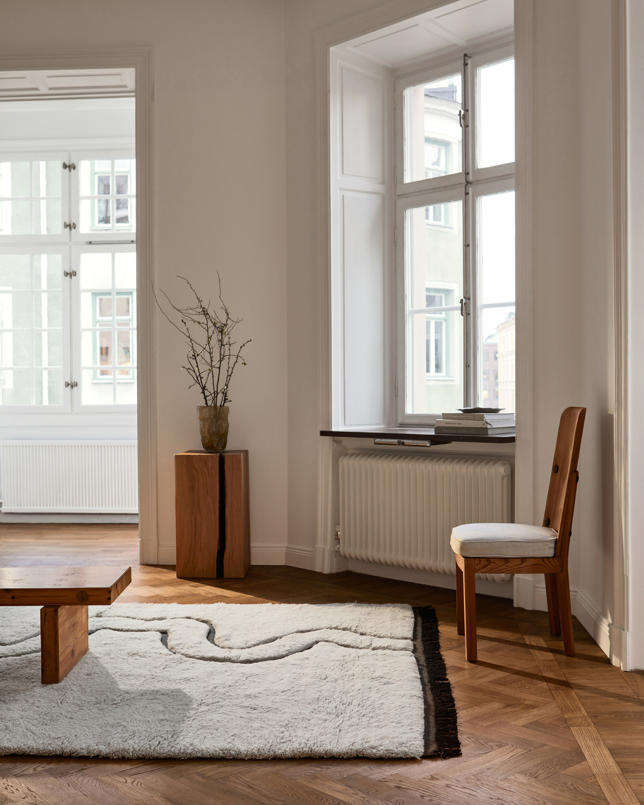 River – Snow | Patterned Shag Rug | NORDIC KNOTS