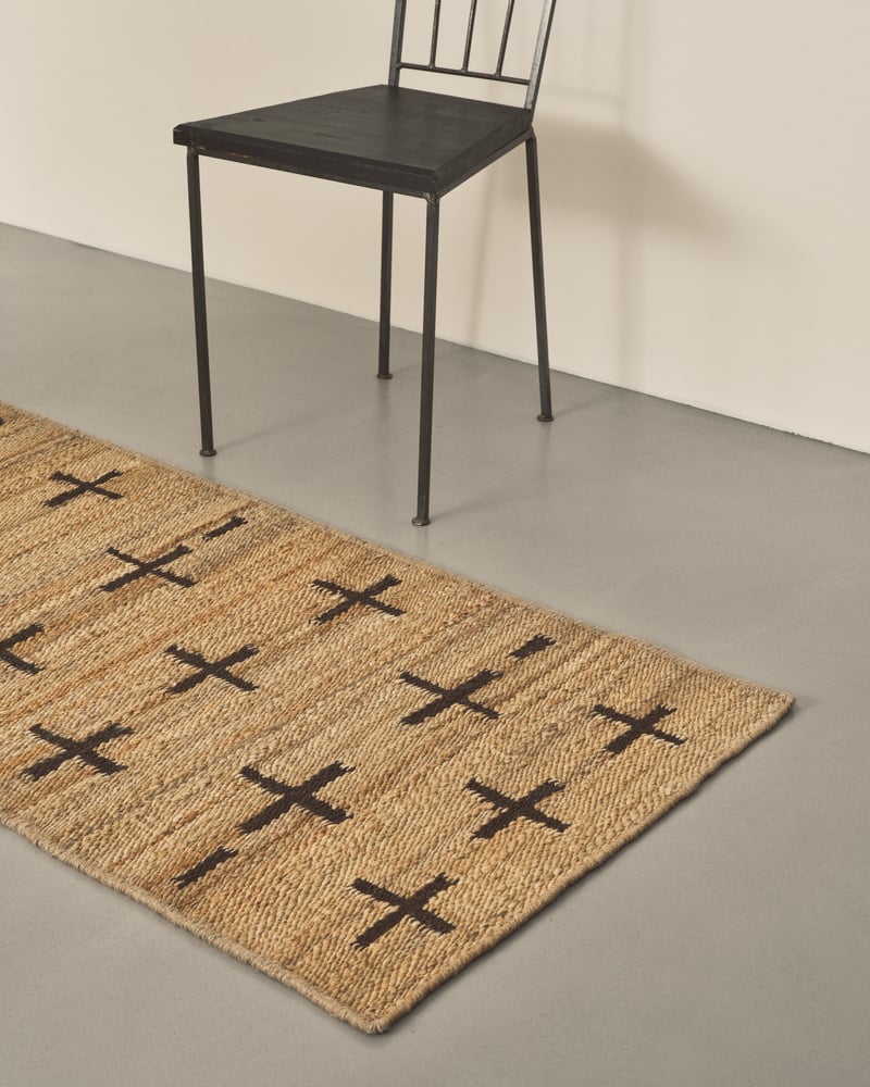 Jute Cross Runner – Black | Natural Jute Rug | NORDIC KNOTS